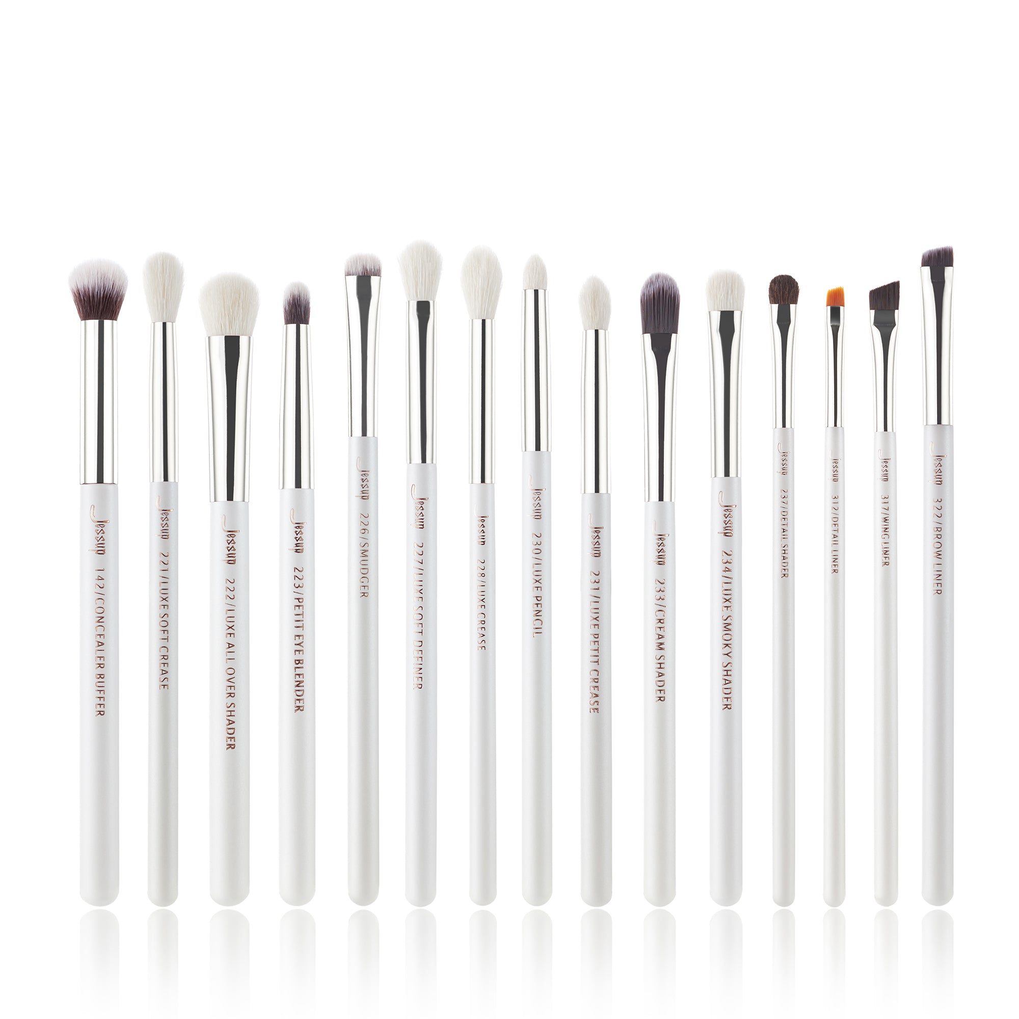 Best Eye Brush Set Detailed Pencil Angled Flat 15Pcs White | Jessup ...
