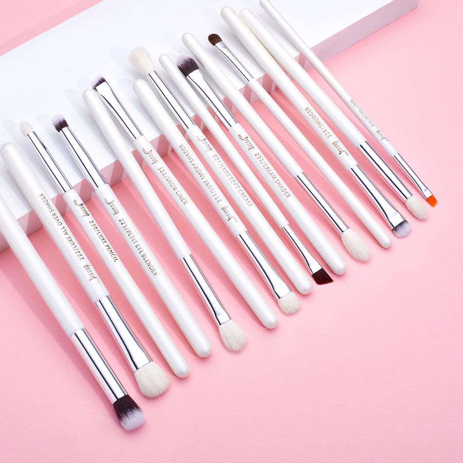 Best Eye Brush Set Detailed Pencil Angled Flat 15Pcs White | Jessup ...